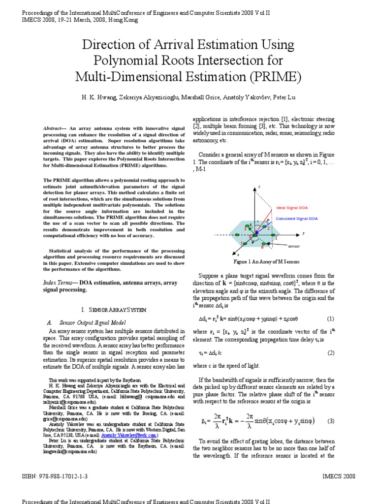 Direction of Arrival Estimation Using Polynomial Roots Intersection For ...