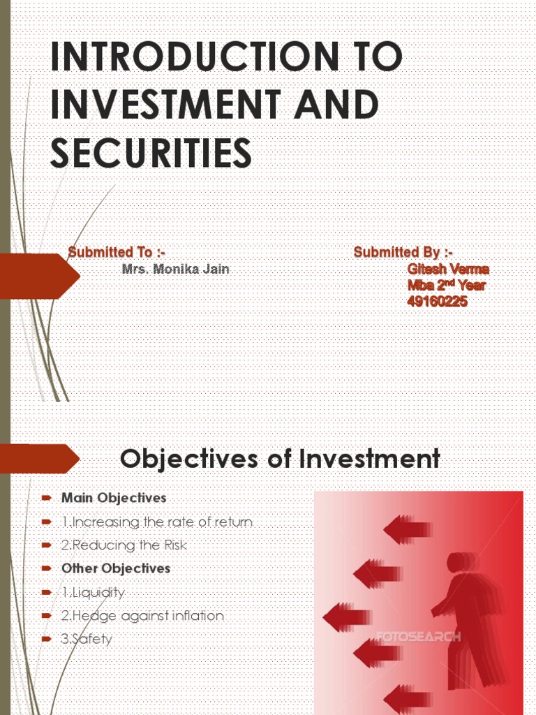 Introduction To Investment & Security | PDF | Securities (Finance ...
