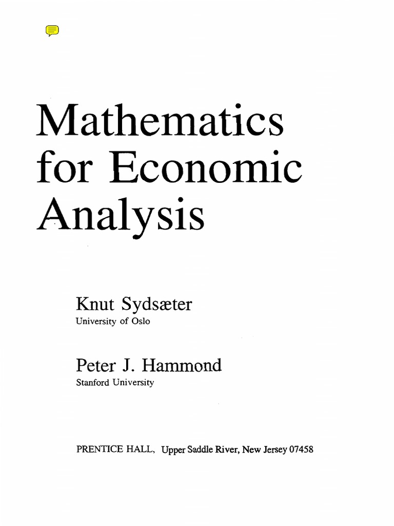 Syd Sae Ter Hammond Mathematics For Economic Analysis | PDF