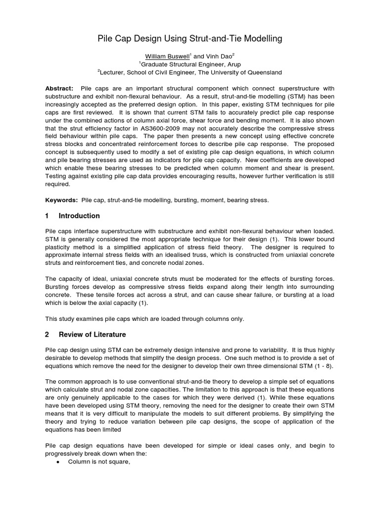 Pile Cap (Eccentric) Design Using Strut-And-Tie Modelling | PDF ...