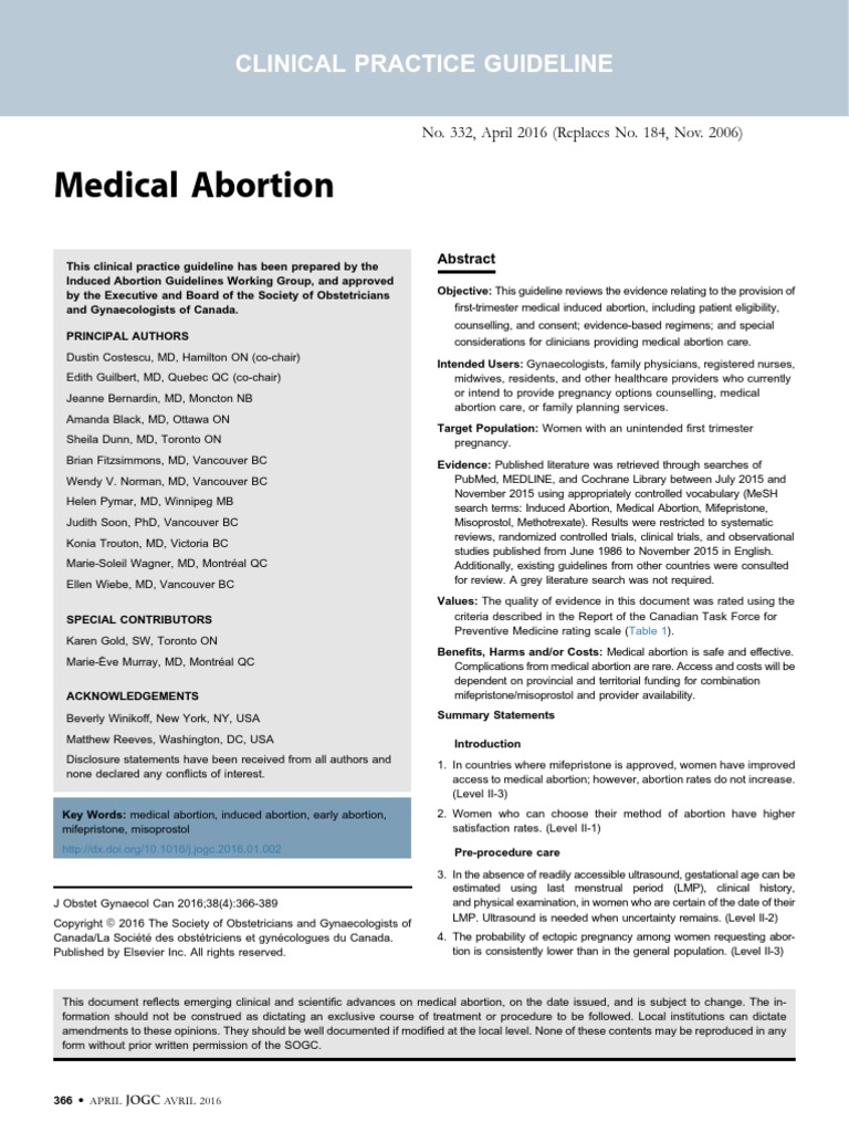 Medical Abortion: Clinical Practice Guideline | PDF | Miscarriage ...