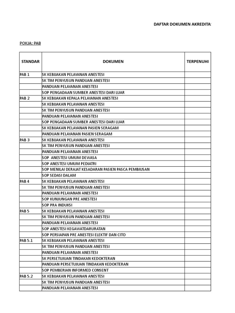 Daftar Dokumen Pab | PDF | Teknologi & Rekayasa