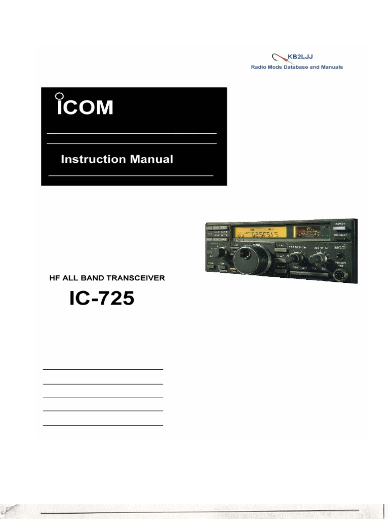 Icom IC-725 Instruction Manual | PDF