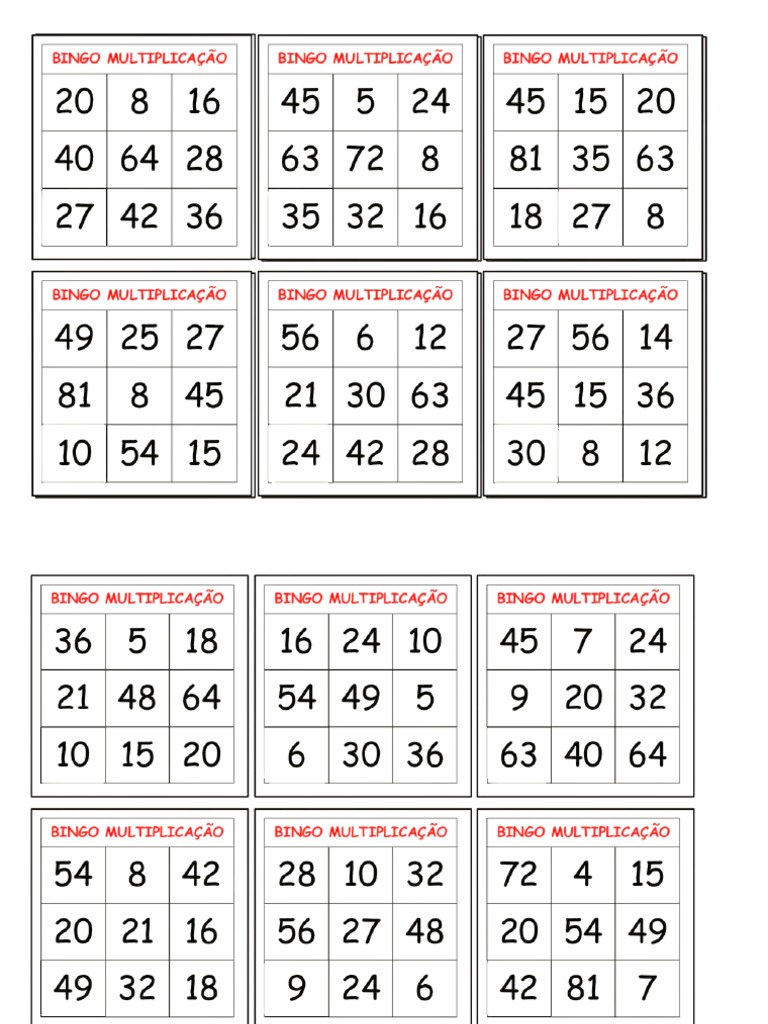 cartelas de bingo para imprimir de 1 a 20🥒 Aposte com emoções e ...