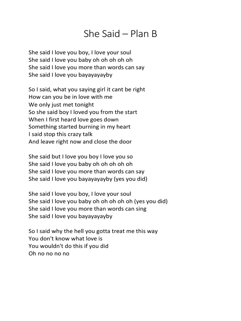 She Said - Plan B | PDF