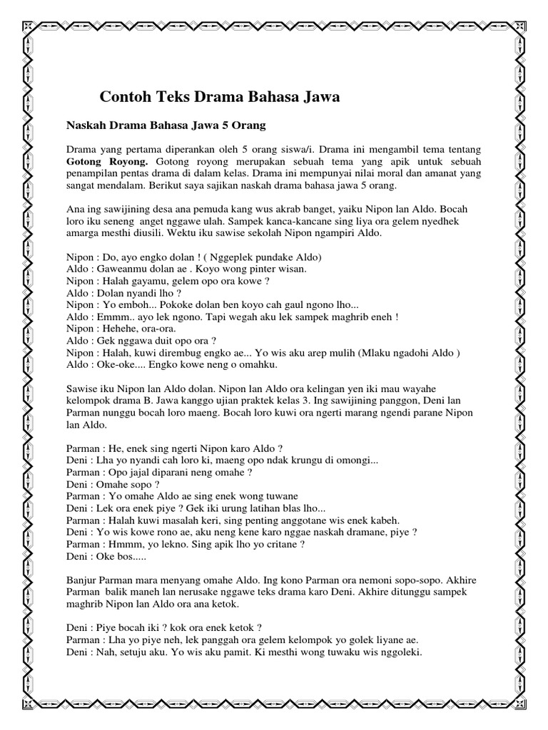 Contoh Teks Drama Bahasa Jawa | PDF
