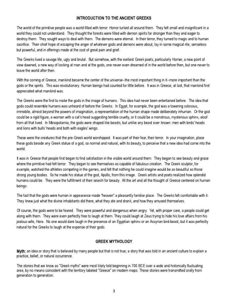 Greek Mythology Class Notes For Mythology Packet | PDF | Twelve ...
