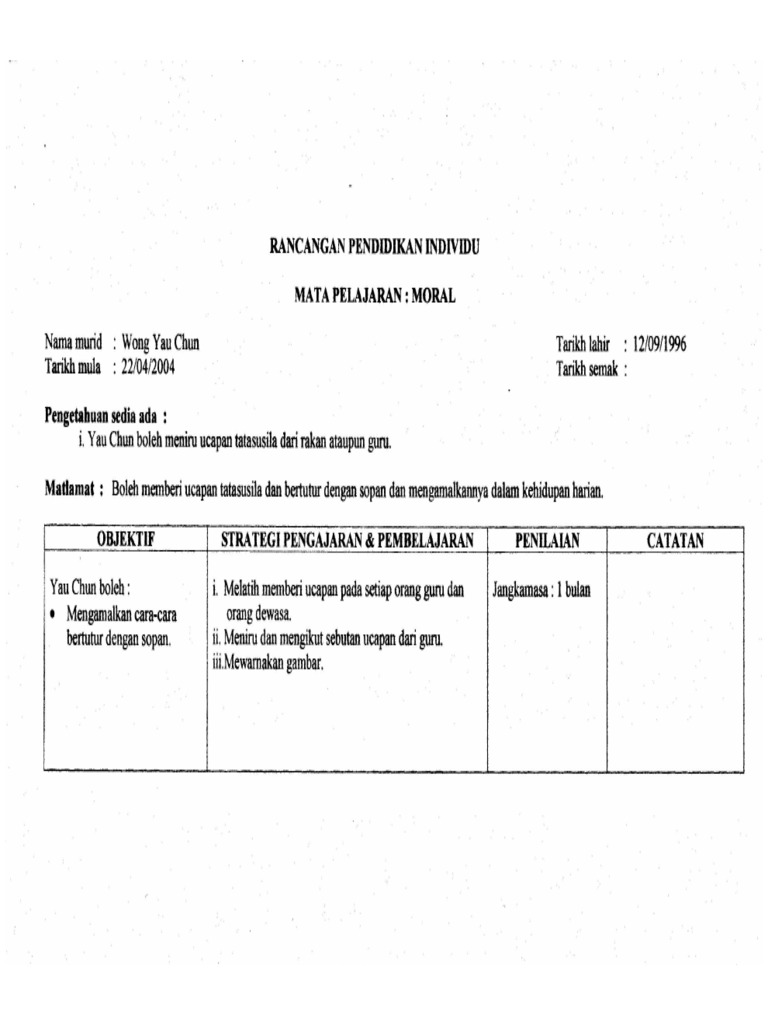 Contoh RPI - 1 PDF | PDF
