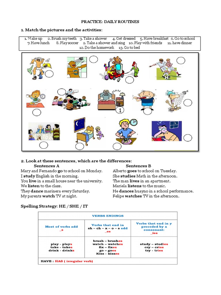 Practice Daily Routines Pdf Grammatical Tense Grammar