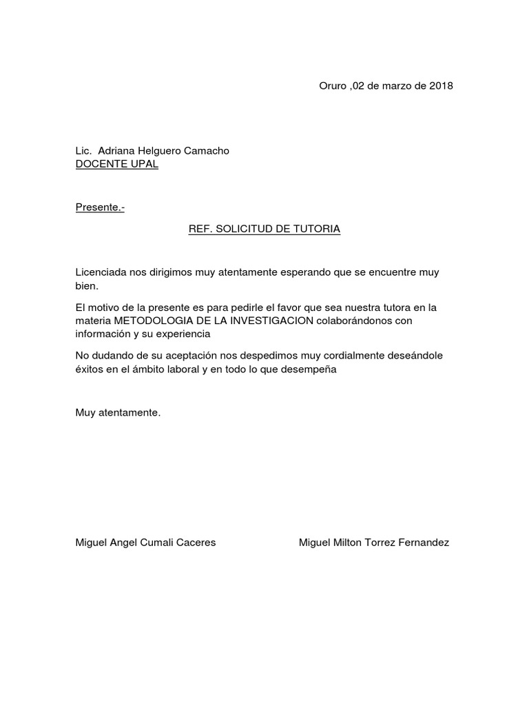Solicitud de Tutoria | PDF