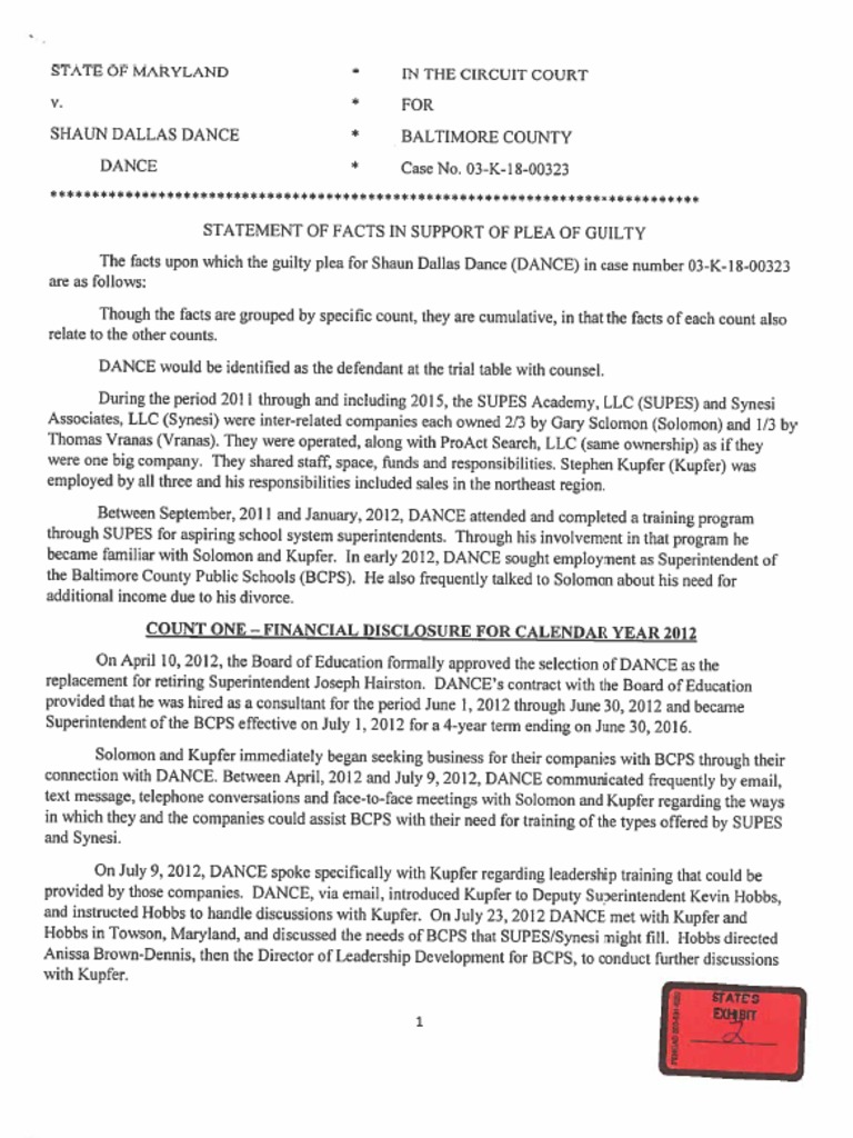 Dance Statement of Facts | PDF