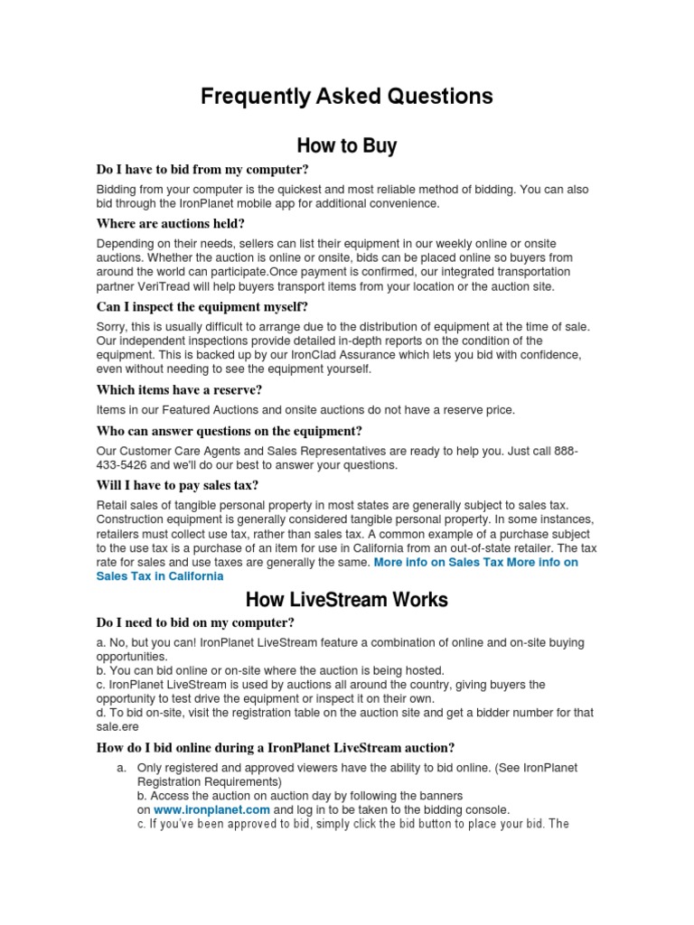 Frequently Asked Questions: How To Buy | PDF | Use Tax | Sales Taxes In ...