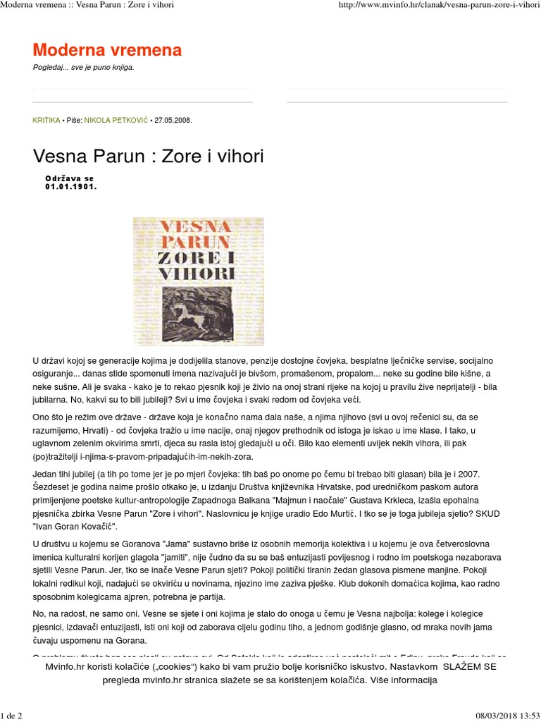 Vesna Parun - Zore I Vihori | PDF