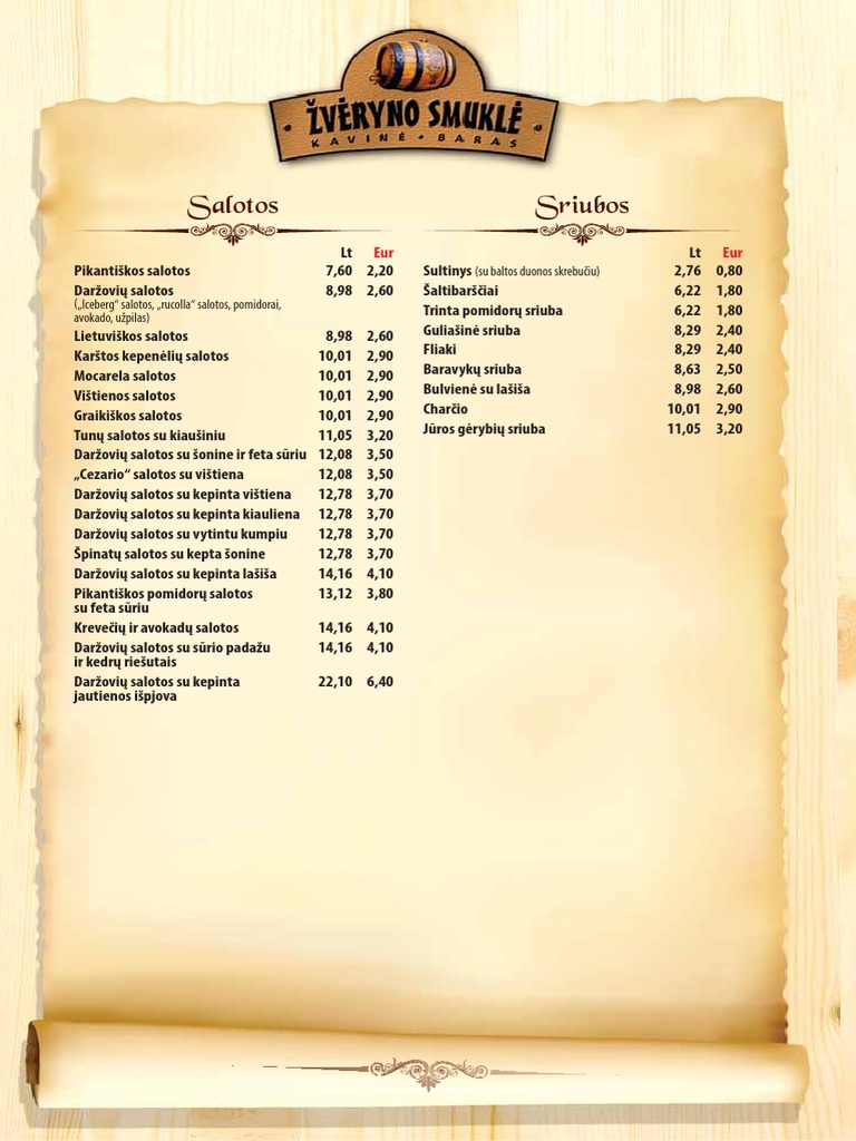 Meniu LT Zveryno Smukle | PDF