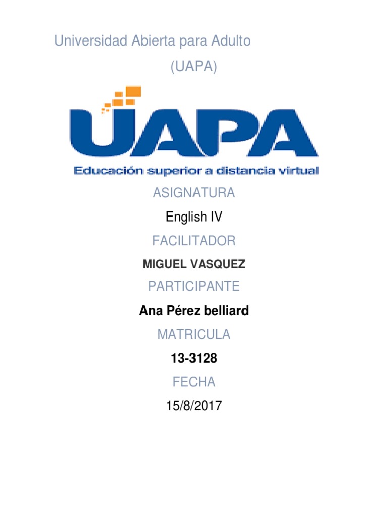 Universidad Abierta para Adulto (UAPA) : Asignatura | PDF