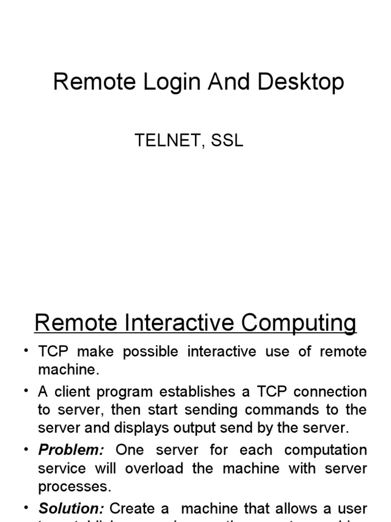 Remote Login and Desktop | PDF | Network Architecture | Transmission ...