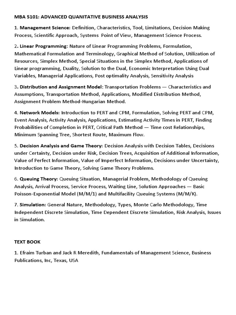 Advanced Quantitative Business Analysis | PDF | Business | Computers