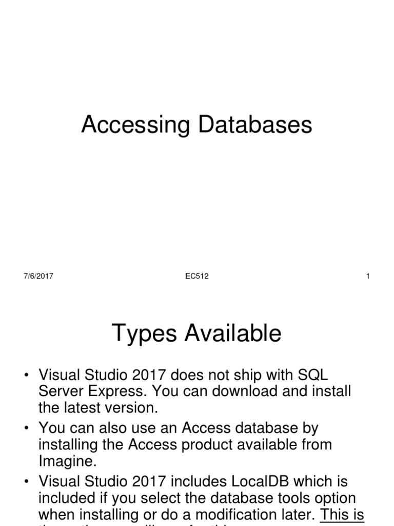 Databases | Download Free PDF | Microsoft Visual Studio | Active X Data Objects