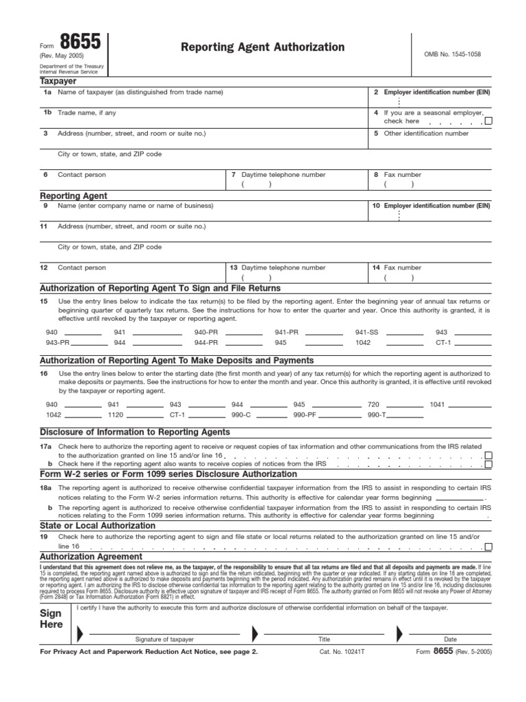 F 8655 | PDF | Internal Revenue Service | Irs Tax Forms