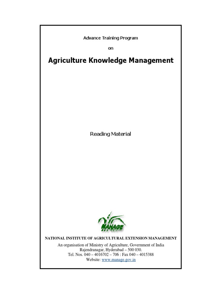 Agriculture Knowledge Management: Advance Training Program On | PDF ...