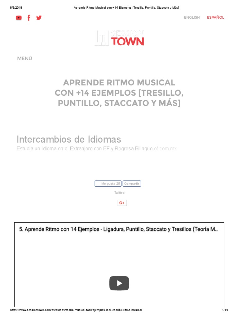 Aprende Ritmo Musical Con +14 Ejemplos (Tresillo, Puntillo, Staccato y ...