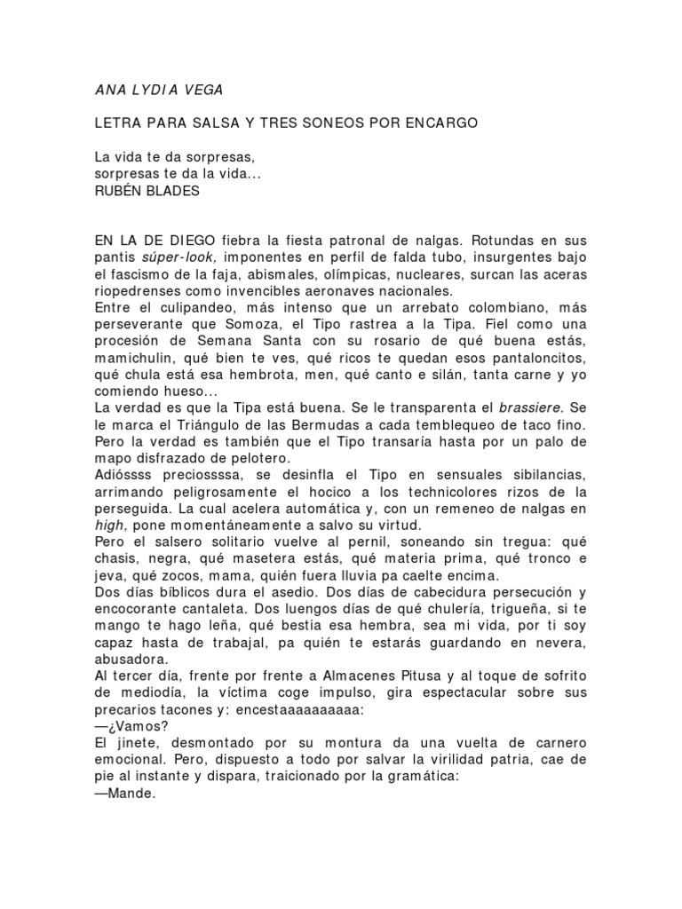 Letra para Salsa y Tres Soneos | PDF