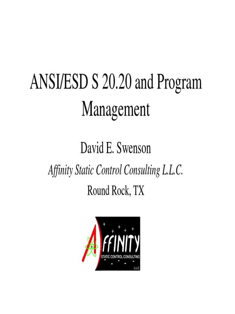 ANSI ESD S 20.20 and Program Management PDF | PDF | Electrostatic ...