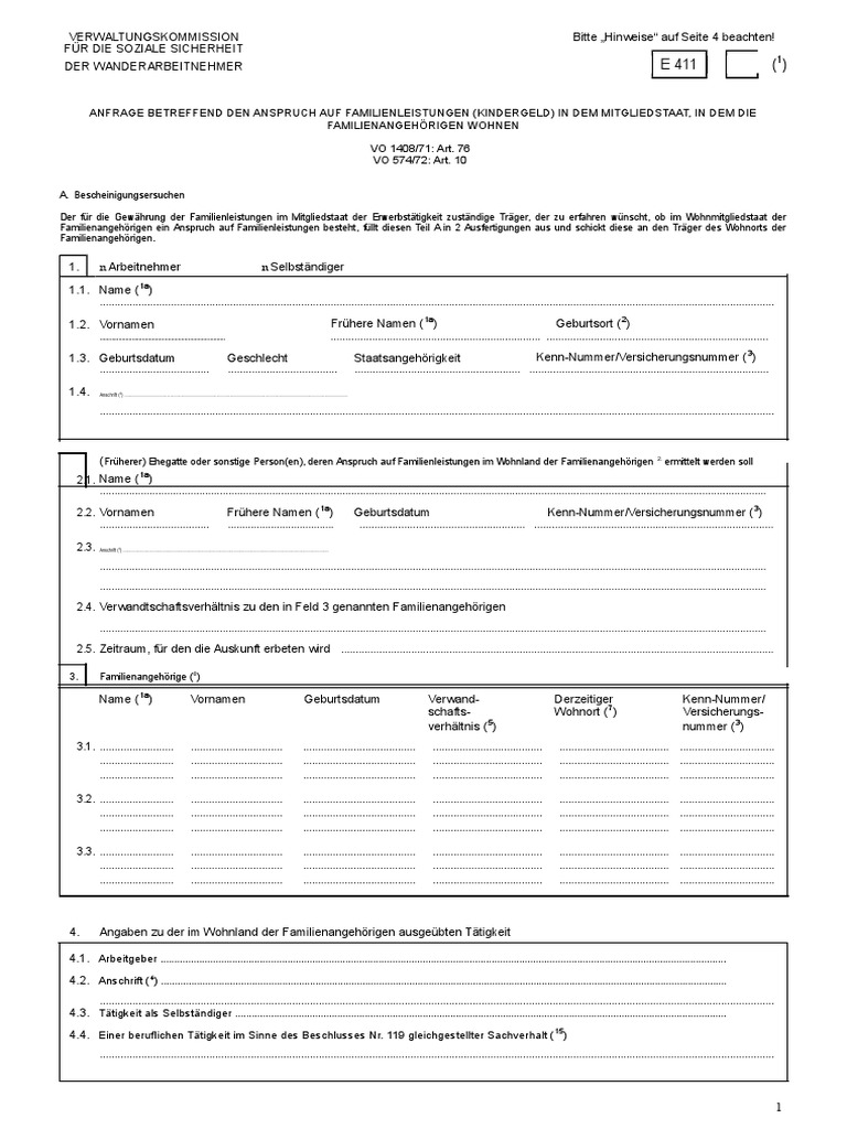 Formular E 411 | Family | Written Communication
