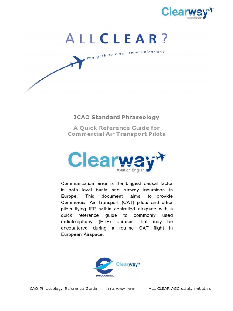 Standard Phraseology for Pilots: A Quick Reference Guide to ICAO ...