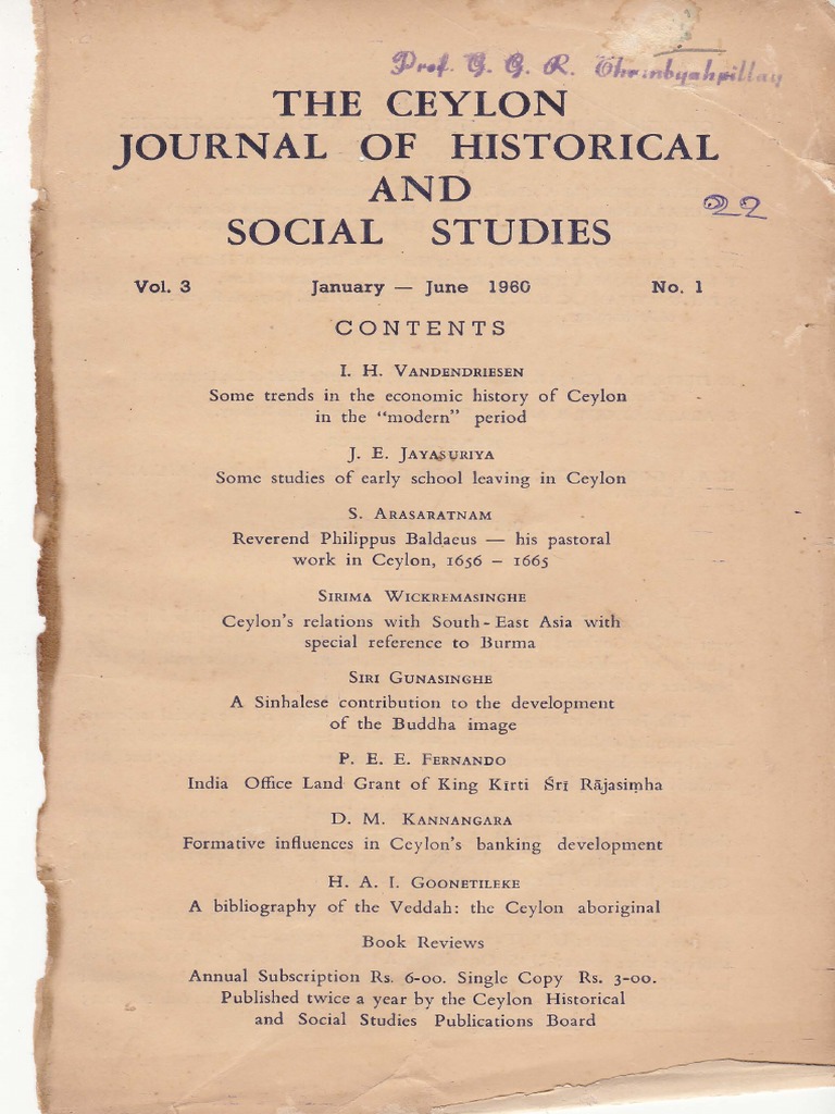 The Ceylon Journal of Historical and Social Science PDF | PDF