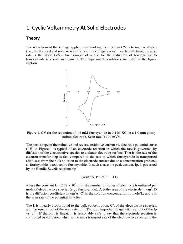 Cyclic Voltammetry Experiment Ferricyanide | PDF | Redox | Physical Chemistry