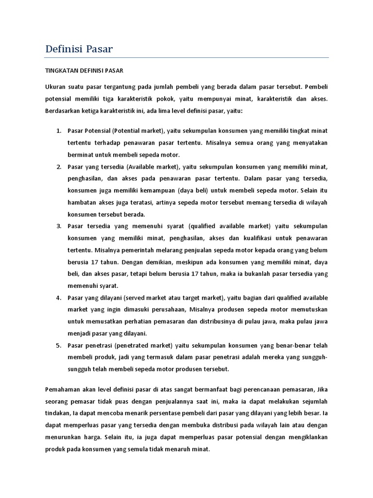 Definisi Pasar | PDF