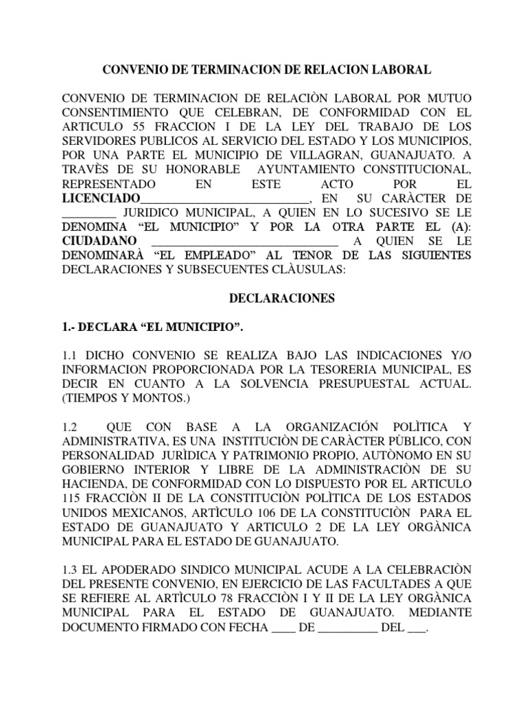 Convenio de Terminación Laboral | PDF