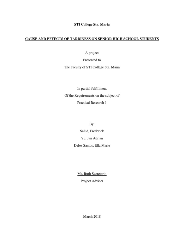 Cause and Effects of Tardiness | Qualitative Research | Research Design