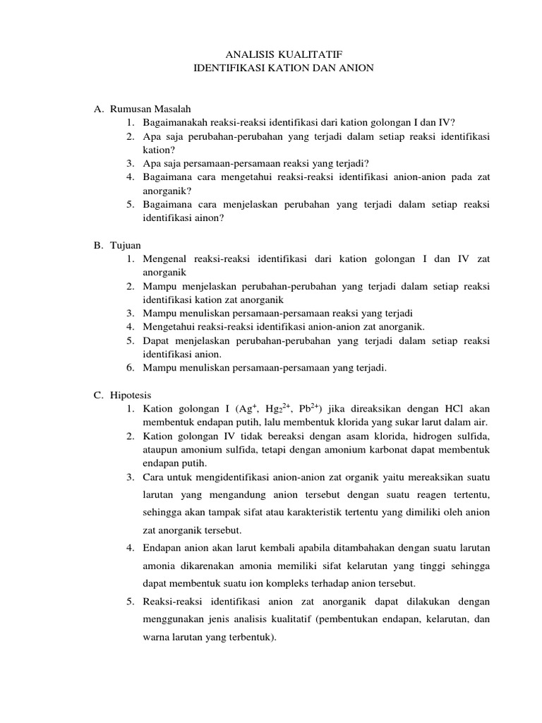 Analisis Kualitatif Kation | PDF