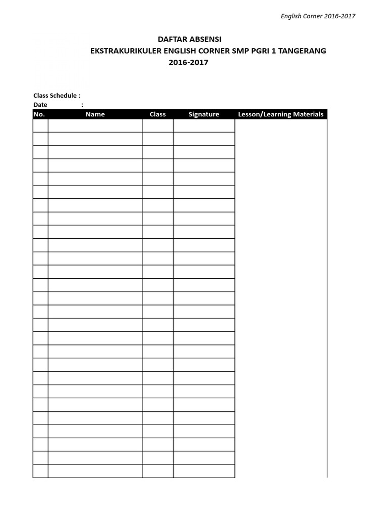 Daftar Absen | PDF | Career & Growth | Language Arts & Discipline