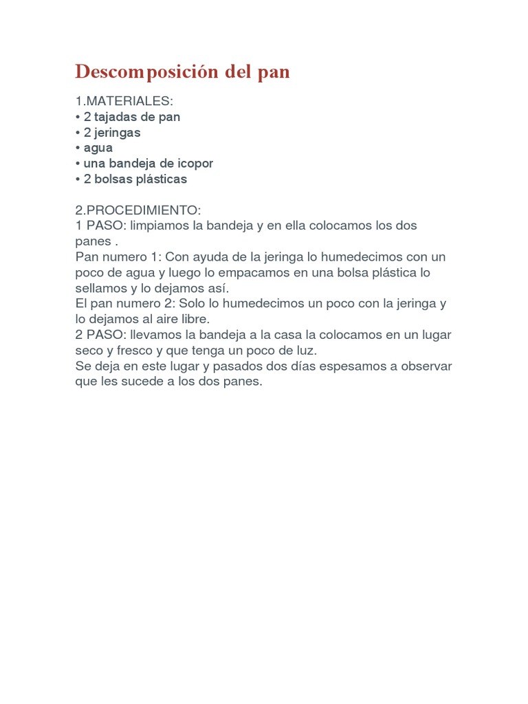 Descomposición Del Pan | PDF