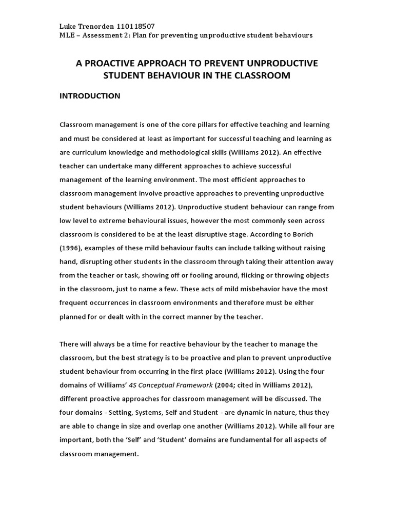 A Proactive Approach To Prevent Unproductive Student Behaviour in The ...