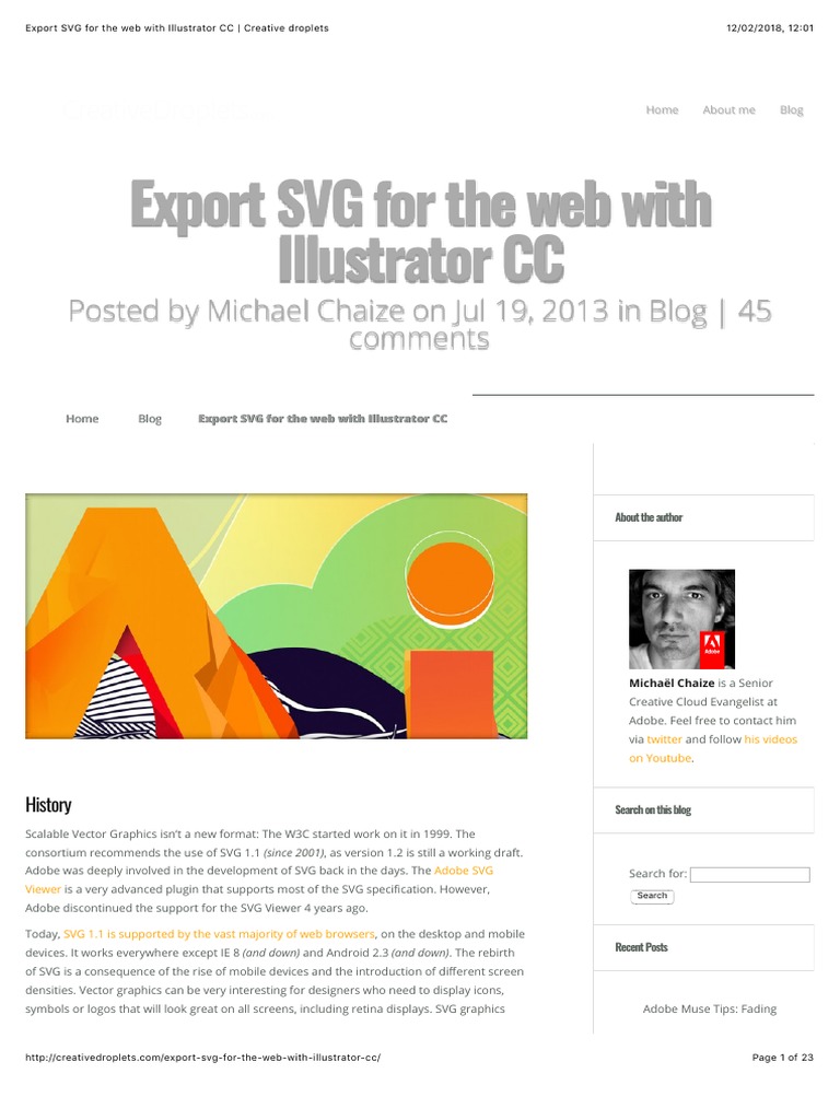 Export SVG For The Web With Illustrator CC - Creative Droplets | PDF ...