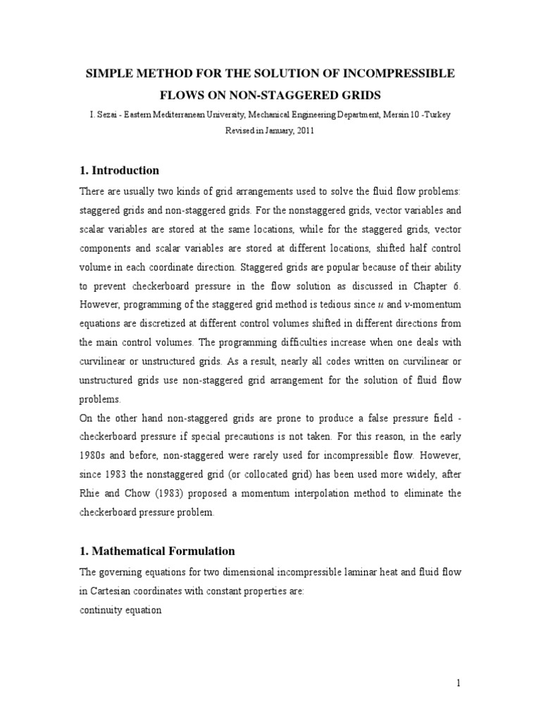 SIMPLE Method On Non-Staggered Grids 2 PDF | PDF | Diffusion | Fluid Dynamics