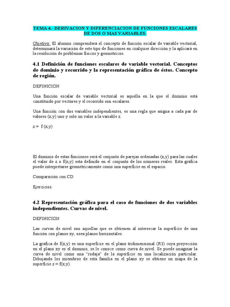 Funciones Escalares | PDF | Escalar (Matemáticas) | Vector Euclidiano