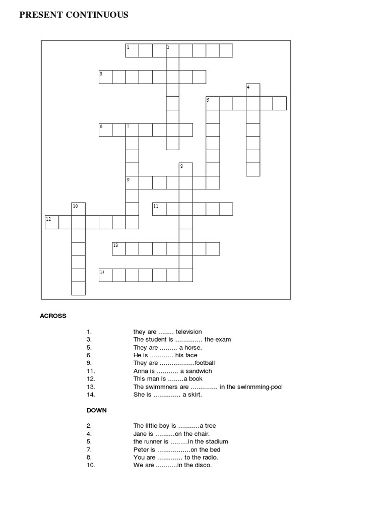 Present Continuous Crossword | PDF