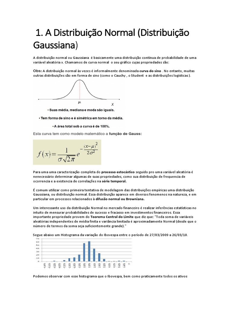 Distribuição Gaussiana | PDF | Distribuição normal | Distribuição de ...