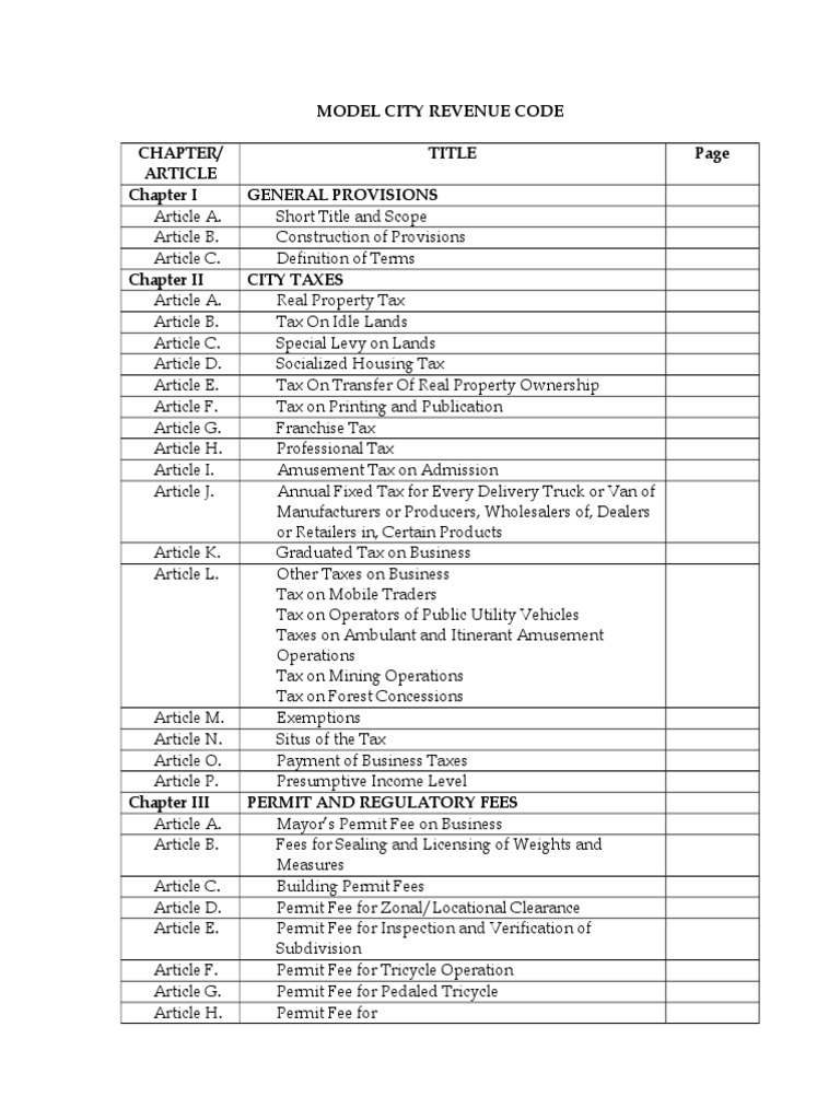 Model City Revenue Code | PDF | Property Tax | Taxes