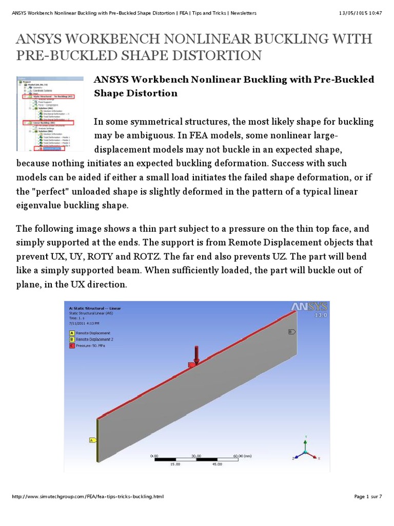 ANSYS Workbench Nonlinear Buckling With Pre-Buckled Shape Distortion ...