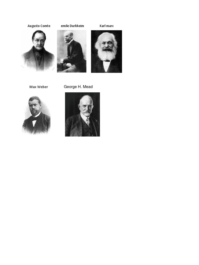 Augusto Comte Emile Durkheim Karl Marx Max Weber | PDF