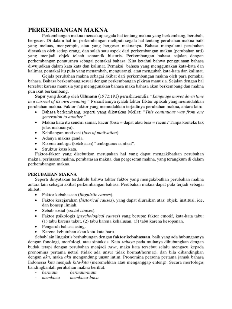 Perkembangan Makna | PDF