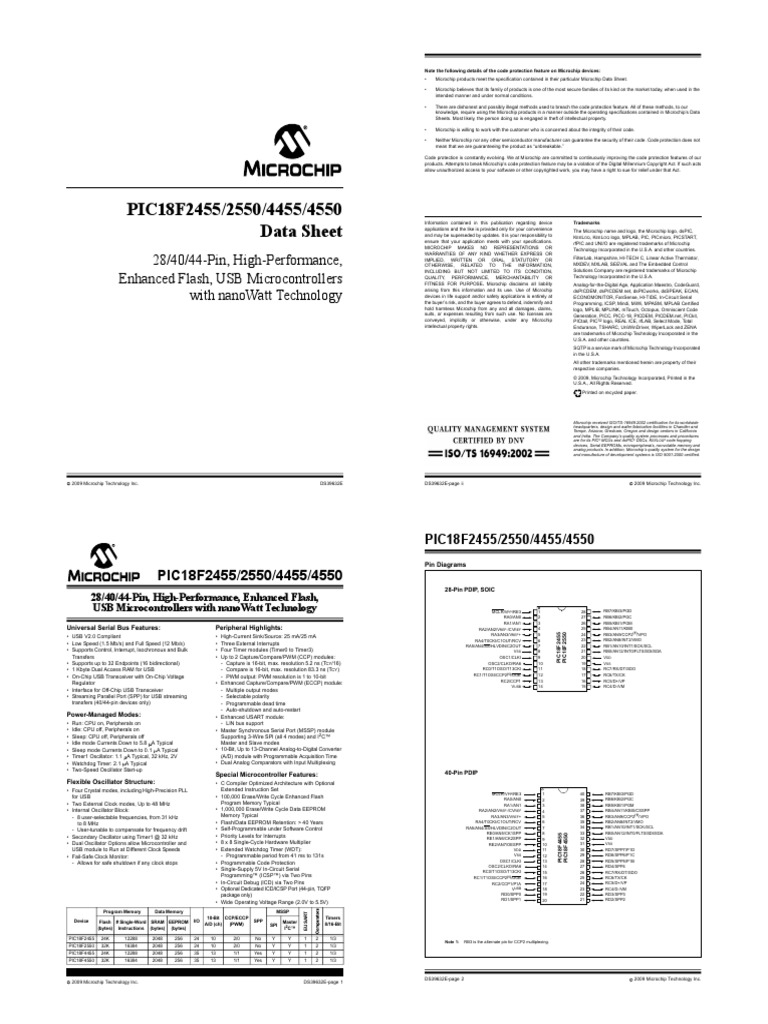PIC18F2455/2550/4455/4550 Data Sheet | PDF | Pic Microcontroller ...
