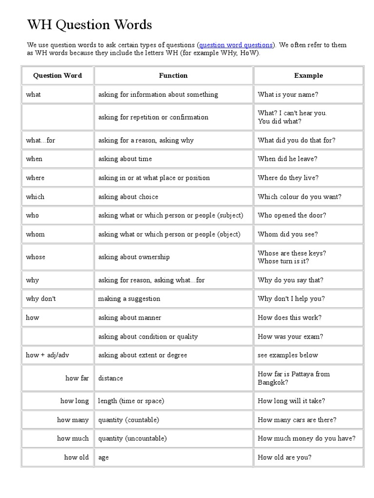 ING18-9 WH Question Words | PDF | Question | Lunch