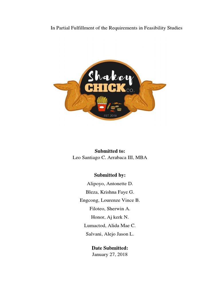 Feasibility Study for Shakey CHICK Co. | PDF | French Fries | Foods